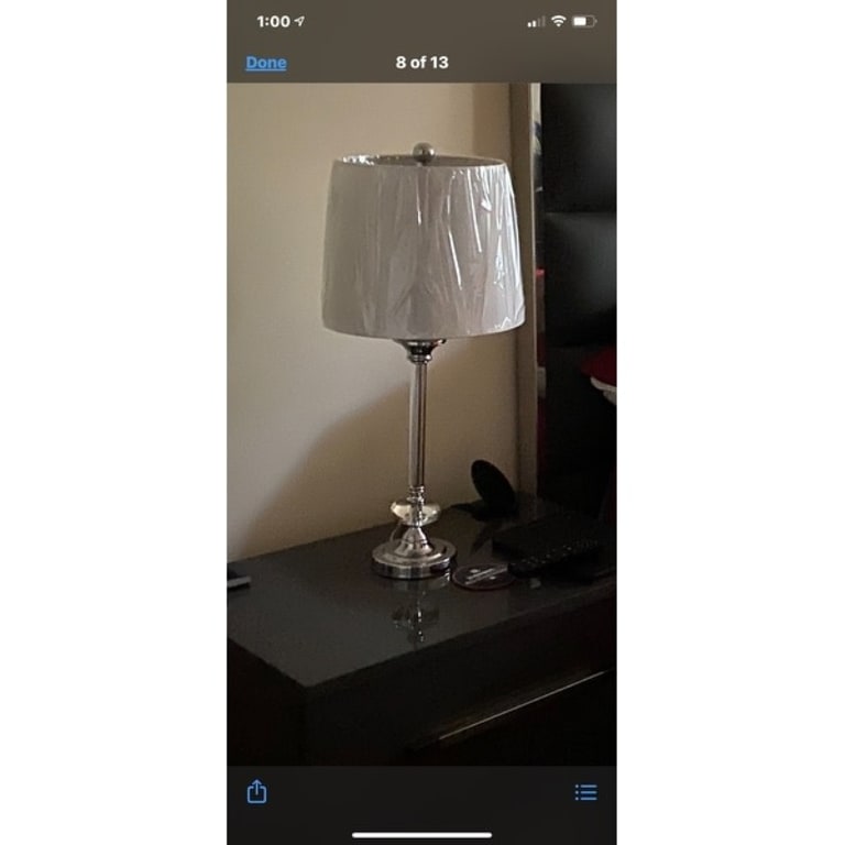 Crystal Lamps-Set of 2 Faceted Shiny Silver Lighting With 2 Matching ...