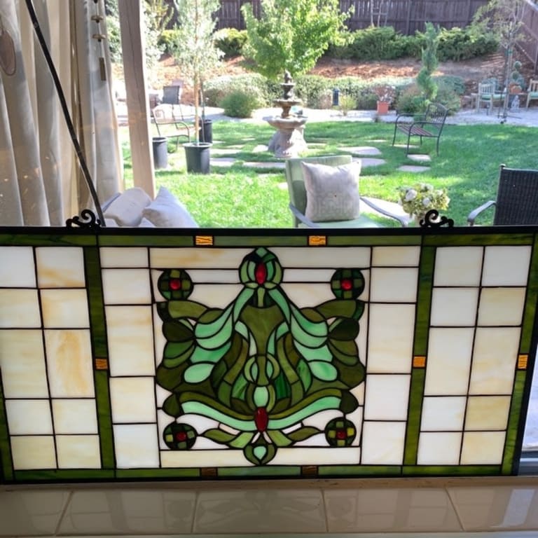 River of Goods 26"W Vintage Victorian Stained Glass Window Panel - 26 ...