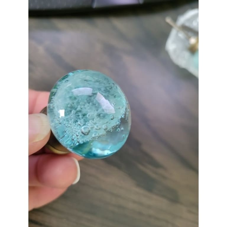 Aqua Blue Bubbles Glass Knob, Black Metal Base - Set of 6 - Bed Bath & Beyond - 24306250