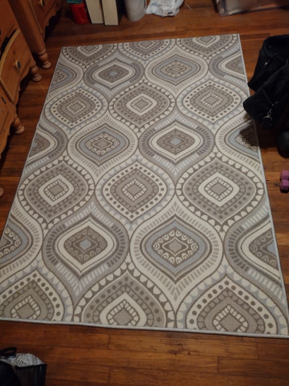 (D407) Contemporary Geometric Ogee Design Accent Rug, 3x5