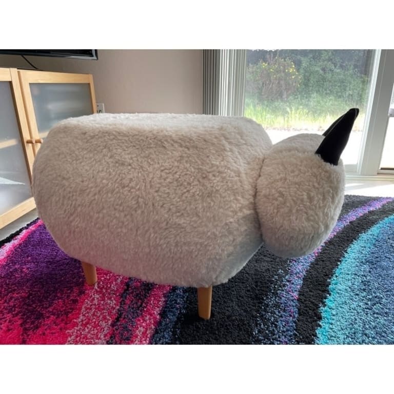 Pearcy Faux Fur Sheep Ottoman by Christopher Knight Home - Bed Bath ...