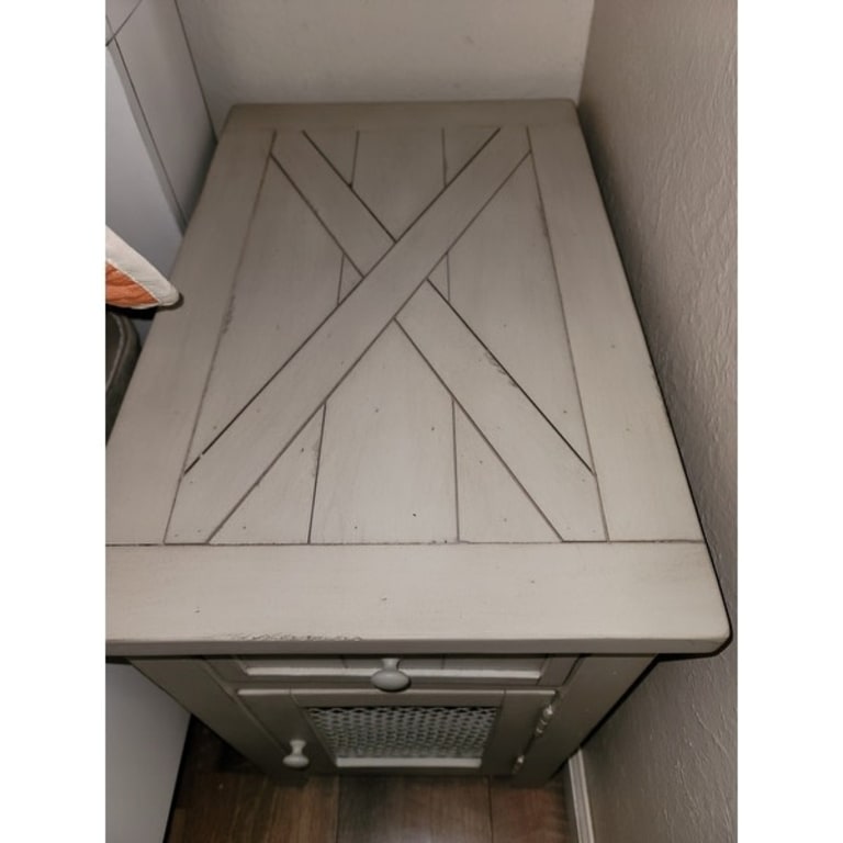 The Gray Barn Distressed Solid Wood Chairside Cabinet with Charging ...