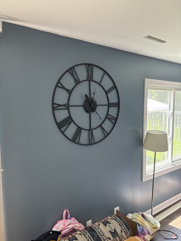 Black Metal Round Wall Clock, 35"