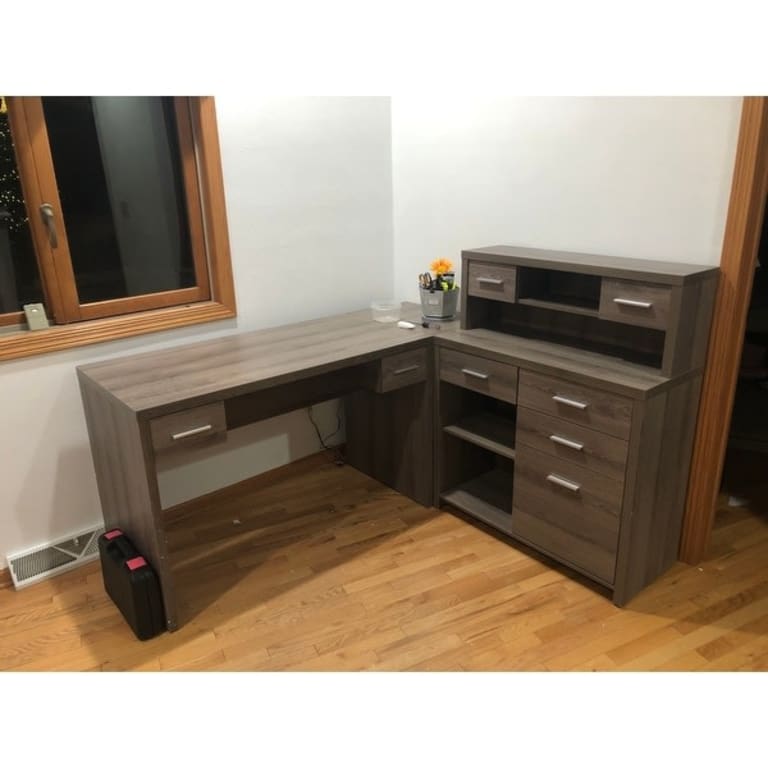 Dark Taupe Left Or Right Facing Corner Computer Desk - Bed Bath ...