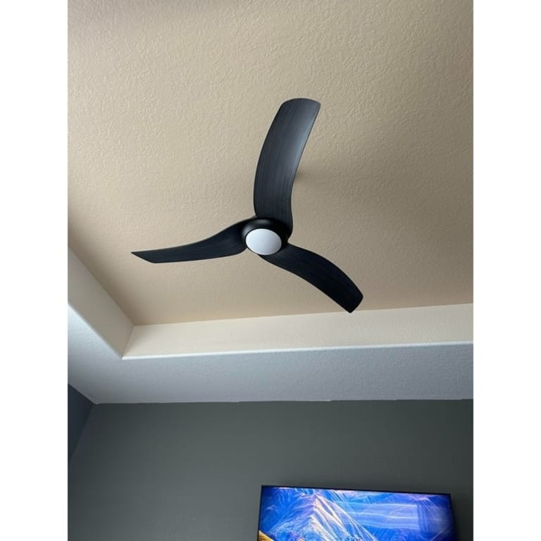52" Modern Grey Propeller 3-Blade LED Ceiling Fan with Light and Remote ...
