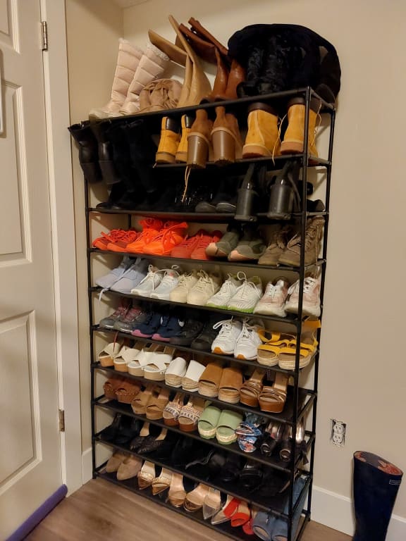 50-Pair Fabric Shelf Standing Shoe Rack, Black