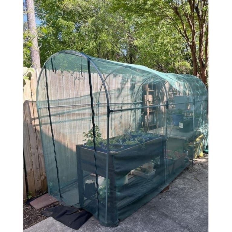 Outsunny 4' x 12' Crop Cage, Plant Protection Tent with Zippered Door ...