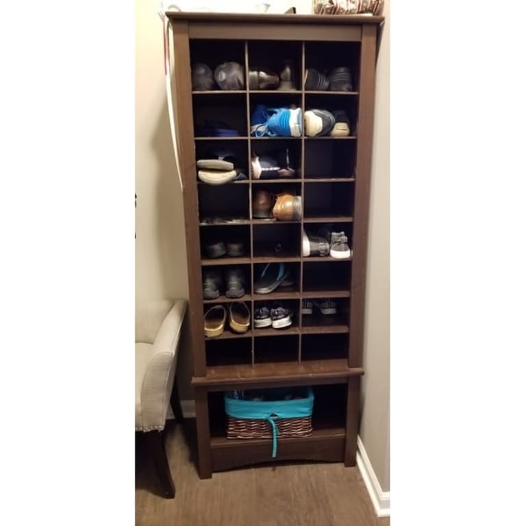 Espresso Tall Shoe Cubbie Cabinet - 24 Pair - 24 Pair - On Sale - Bed ...