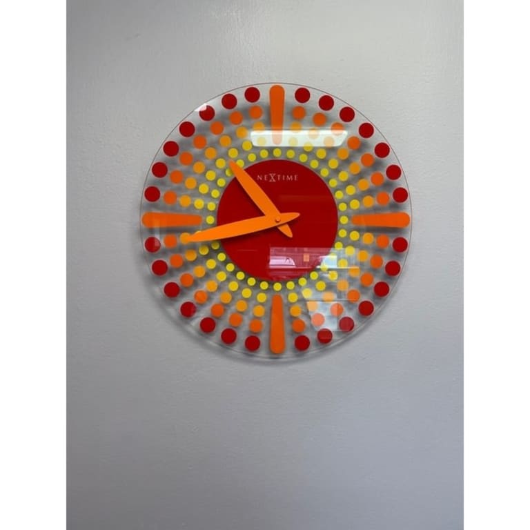 Unek Goods NeXtime Dreamtime Wall Clock, Round, Red Color, Dot Design ...