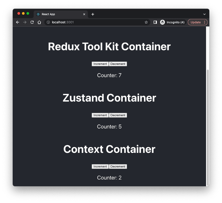 I Tried React Context Redux And Zustand Stores In The Same App Dev Community