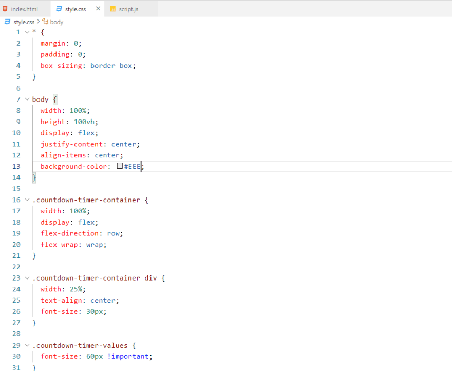 Countdown Timer Using Html Css And Javascript Dev Community