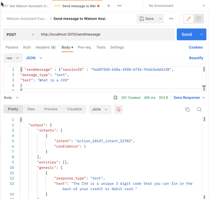Simple Nodejs Server Example Using The Watson Assistant Api V2 Dev Community