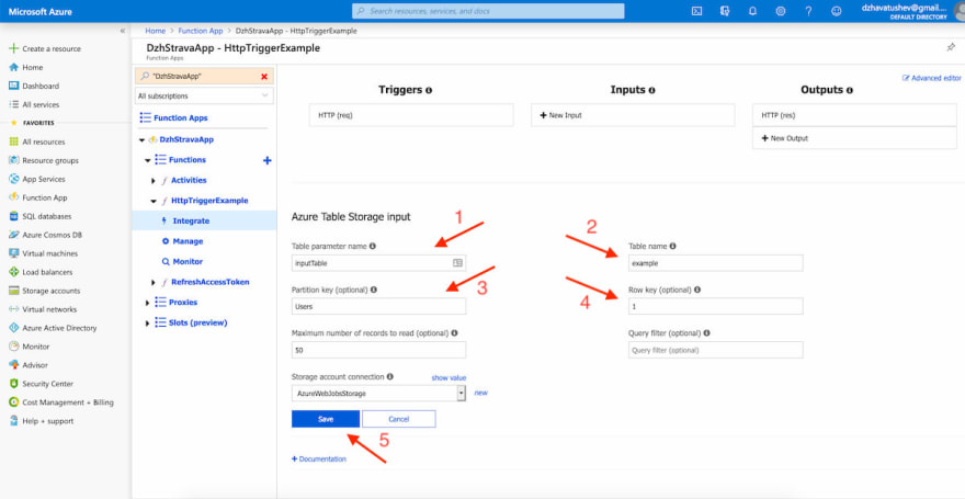 Reading From Table Storage Inside Azure Functions Running In Node Js
