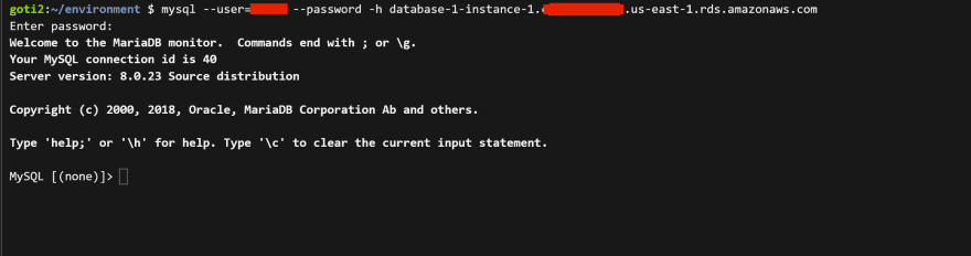 Create And Connect To Rds Aurora Serverless Mysql Database Thru Cloud9 Dev Community