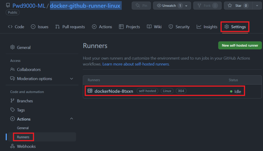 Create A Docker Based Self Hosted Github Runner Linux Container Dev Community