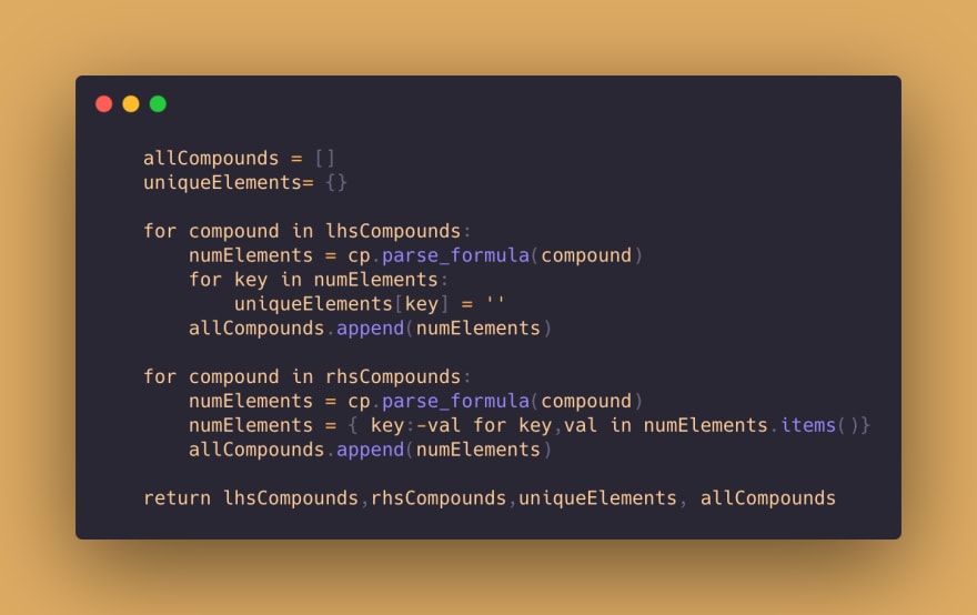 How To Balance Chemical Equations In Python Using Constraint Optimization Pulp Dev Community