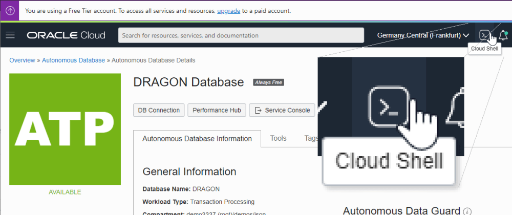 How To Connect To Your Free Autonomous Database Using Python From Cloud Shell Dev Community
