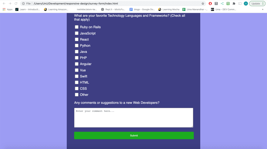 Responsive Form Using Html And Css Dev Community 👩💻👨💻
