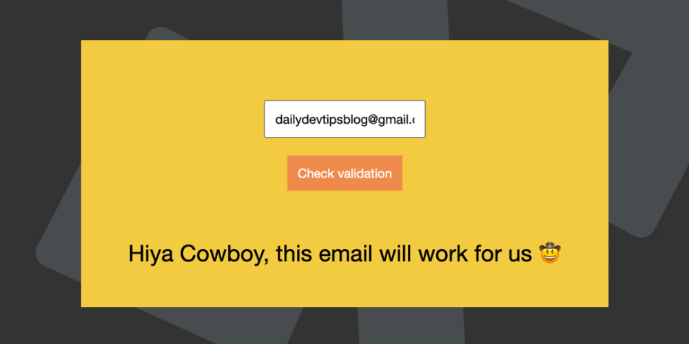 Vanilla JavaScript Email Validation - DEV Community Vanilla JavaScript Email Validation - DEV Community