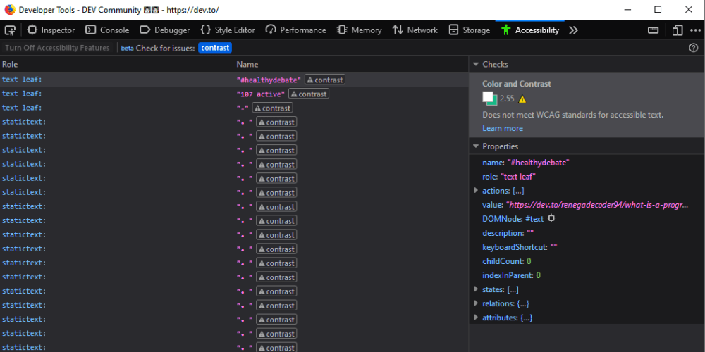 Firefox 68.0 gets a color contrast accessibility checker - DEV Community Firefox 68.0 gets a color contrast accessibility checker - DEV Community