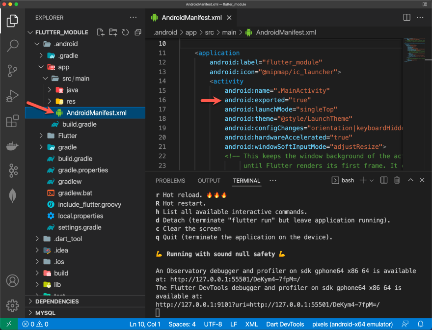 Flutter Module Fix Error Android Exported Needs To Be Explicitly Specified For Element Dev