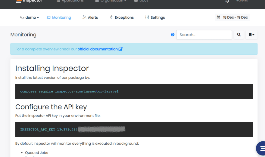 Laravel Real Time Performance Monitoring And Alerting Using Inspector Dev Community