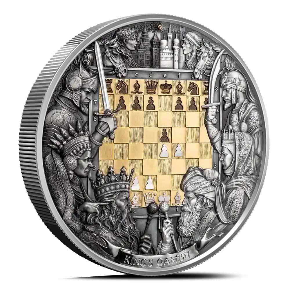 2025 Antique Niue Kings Gambit 3 oz Silver Coin - Provident Metals™