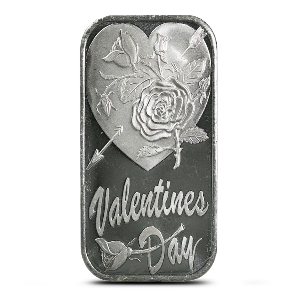 1 oz Silver SilverTowne Happy Valentine’s Day Roses Bars l JM Bullion™