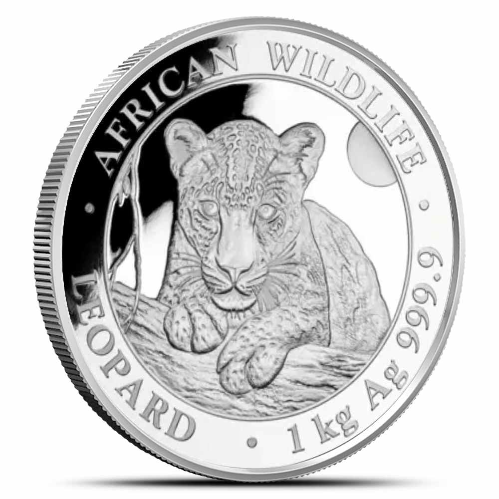 2025 1 Kilo Silver Somalia African Wildlife Leopard Coins - Silver.com™