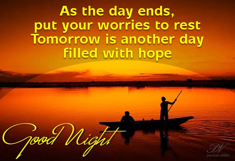 Good Night - Tomorrow is another day filled with hopes - Premium Wishes