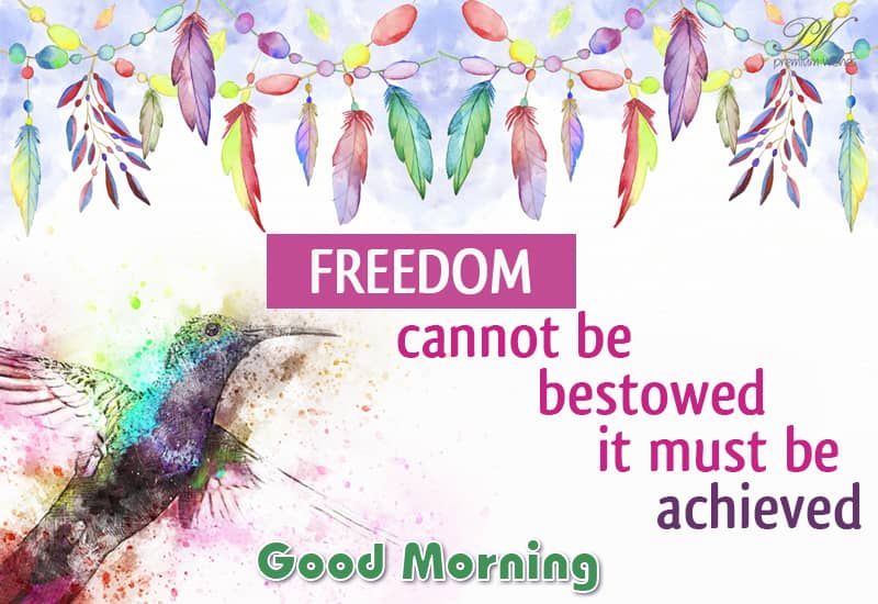 Good Morning - Freedom cannot be bestowed, it has to be achieved ...