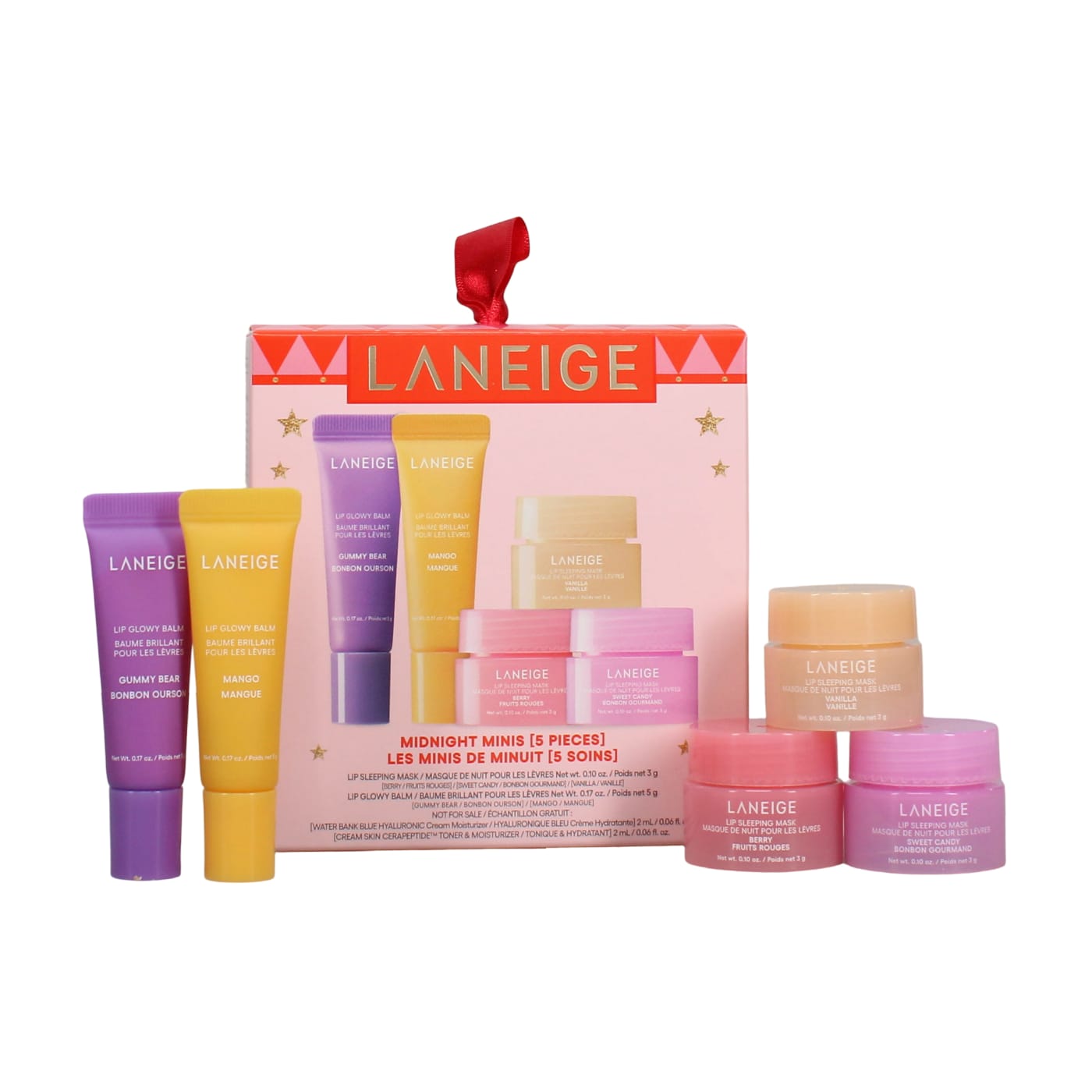 LANEIGE MIDNIGHT MINIS GIFT SET 5PC (5G LIP GLOWY BALM GUMMY BEAR, 5G ...