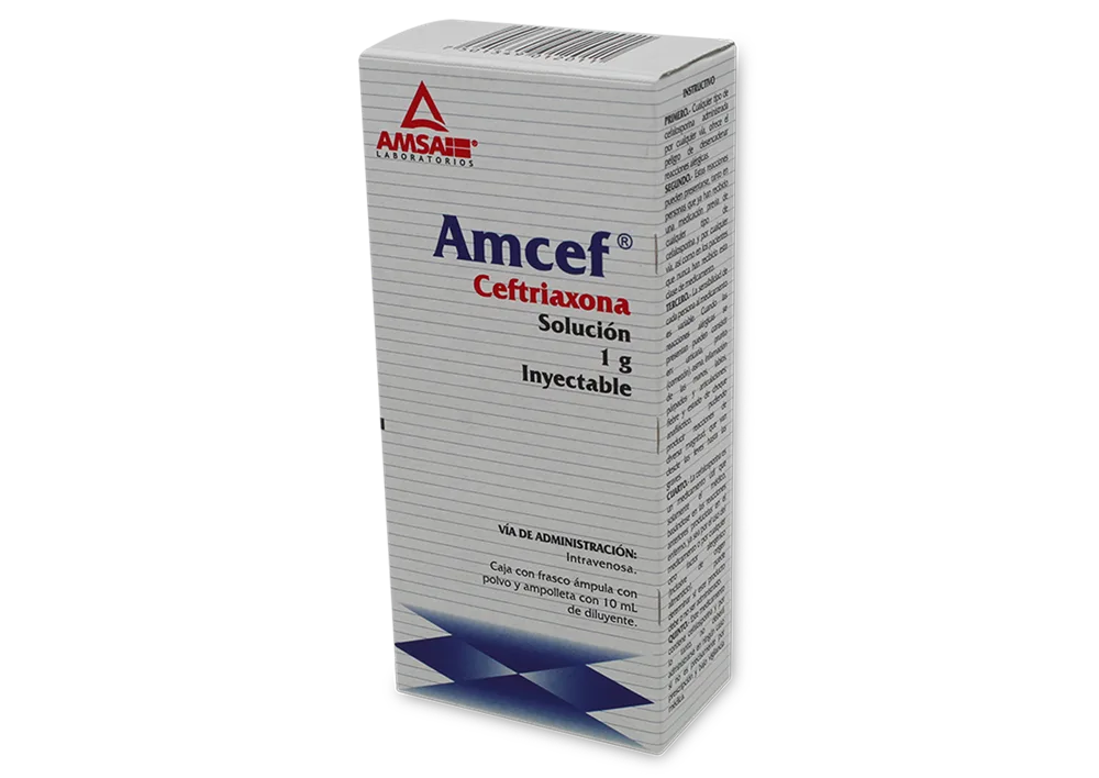 Compra Amcef ceftriaxona 1 g solución inyectable 10 ml en Prixz