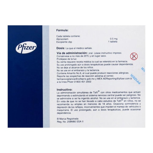 Compra Tafil alprazolam 0.50 mg con 90 tabletas en Prixz