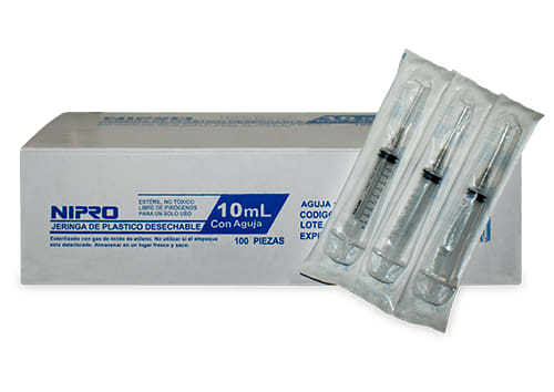 Nipro jeringa negra de 22x32mm para 10 ml con 100 piezas – Prixz | Farmacia a Domicilio
