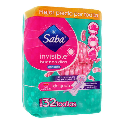Comprar Saba toallas femeninas invisible delgada con alas flujo ...