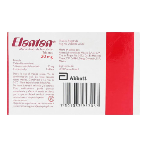 Comprar Elantan isosorbida 20 mg con 30 tabletas - Prixz