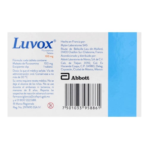 Compra Luvox fluvoxamina 100 mg con 30 tabletas en Prixz