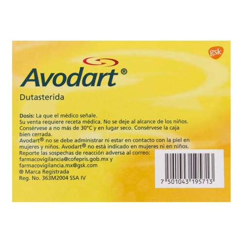Compra Avodart dutasterida 0.5 mg con 90 cápsulas en Prixz