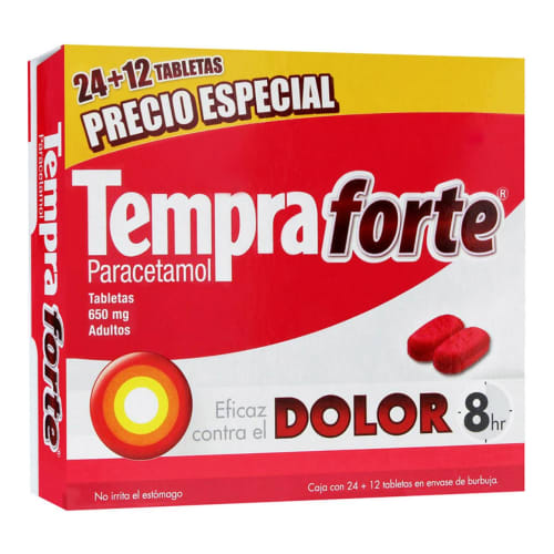 Compra Tempra paracetamol 500 mg con 20 tabletas en Prixz