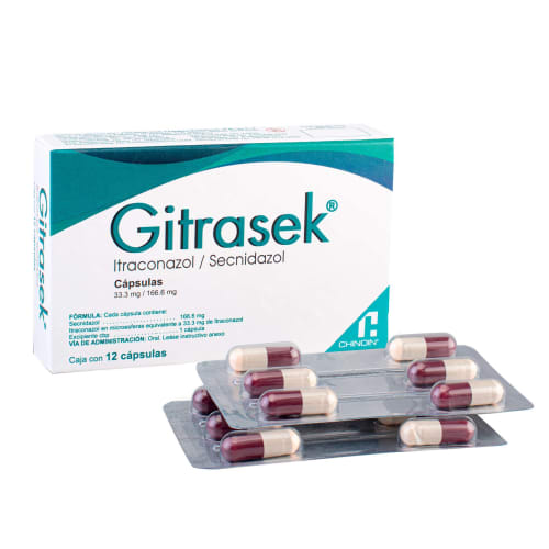 Compra Gitrasek itraconazol, secnidazol 33.3/166.6 mg con 12 cápsulas ...
