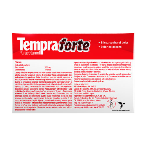 Compra Tempra forte paracetamol 650 mg con 24 tabletas en Prixz