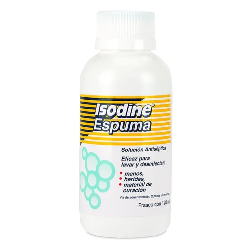 Compra Isodine espuma solución antiséptica con 120 ml en Prixz