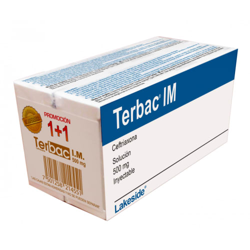 Comprar Terbac ceftriaxona 500 mg con 1 ampolleta - Prixz
