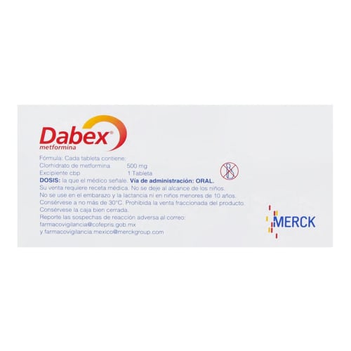 Compra Dabex metformina 500 mg con 60 tabletas en Prixz