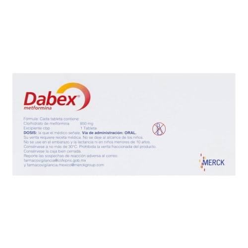 Compra Dabex metformina 850 mg con 30 tabletas en Prixz