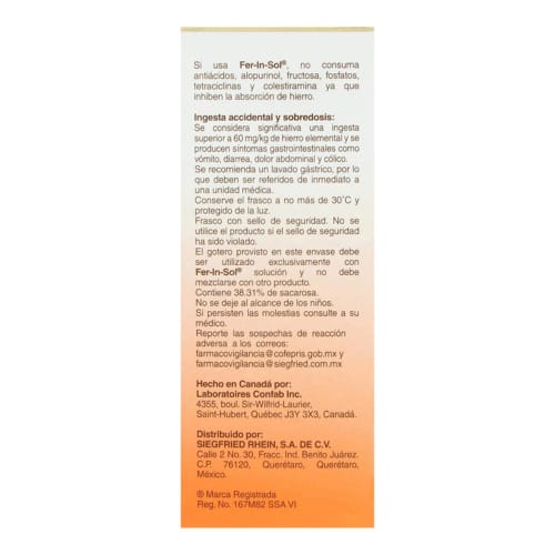 Compra Fer-in-sol pediátrico sulfato ferroso 75 mg solución oral 50 ml ...