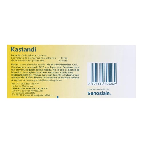 Compra Kastandi duloxetina 30 mg con 7 tabletas en Prixz