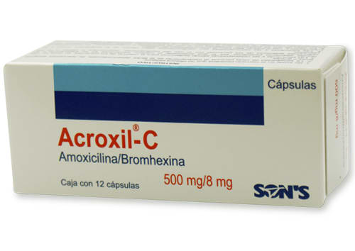 Compra Acroxil-c amoxicilina, bromhexina 500/8 mg con 12 cápsulas en Prixz