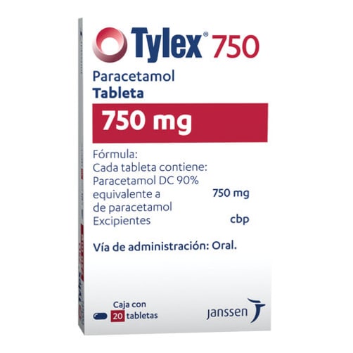 Compra Tylex 750 paracetamol 750 mg con 20 tabletas en Prixz